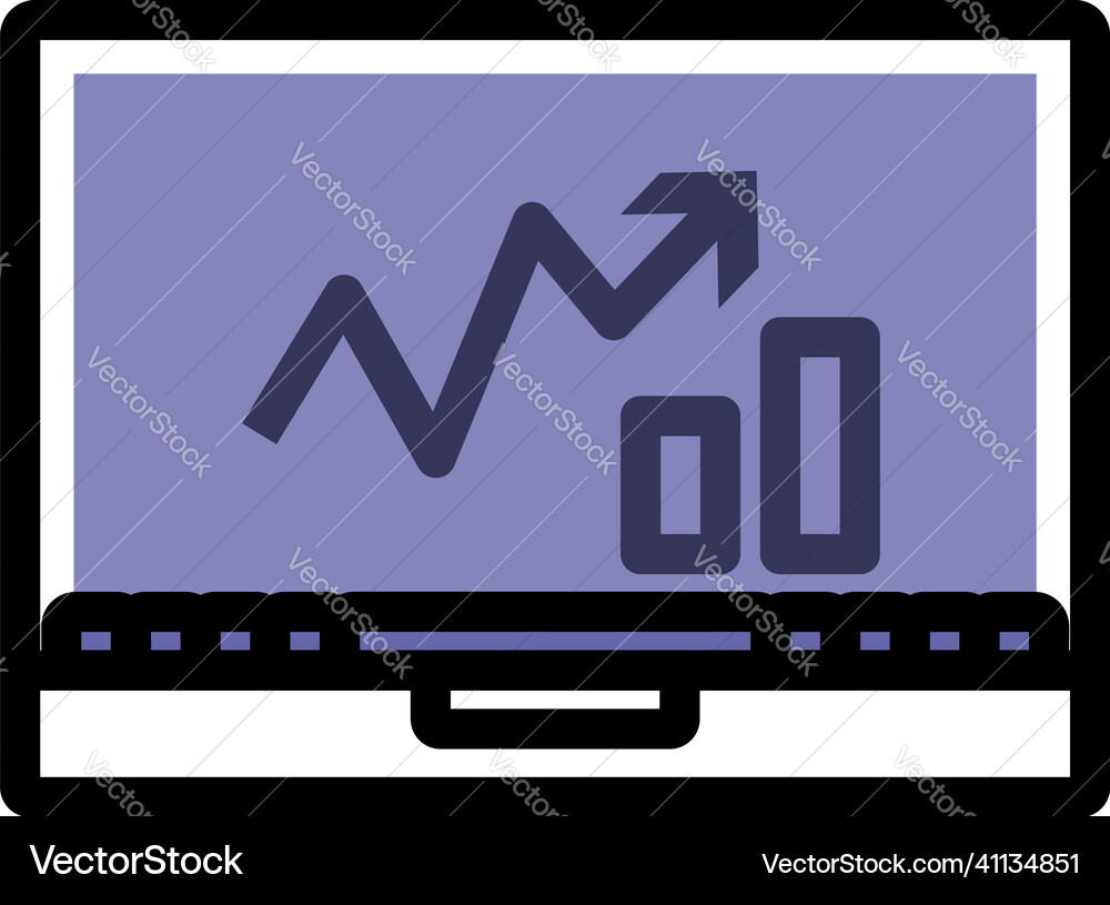 Icon of laptop with chart Royalty Free Vector Image