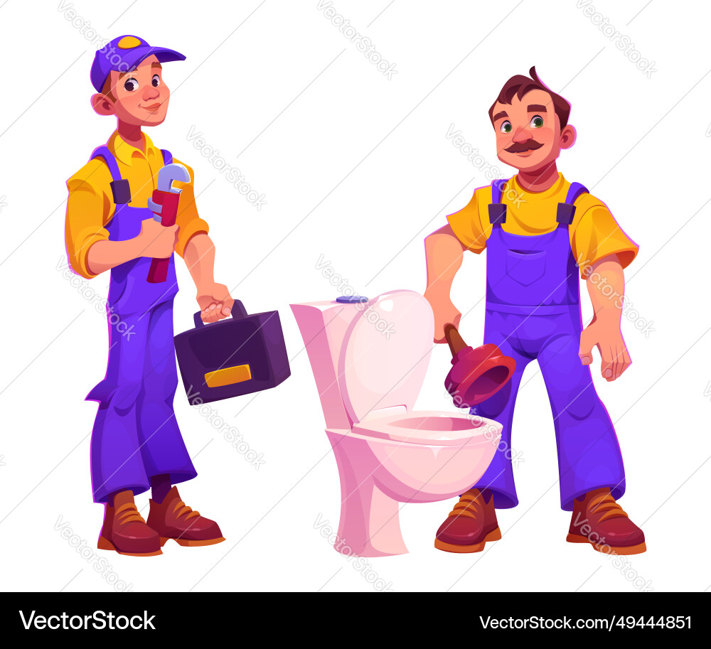 Male plumber characters on white background Vector Image