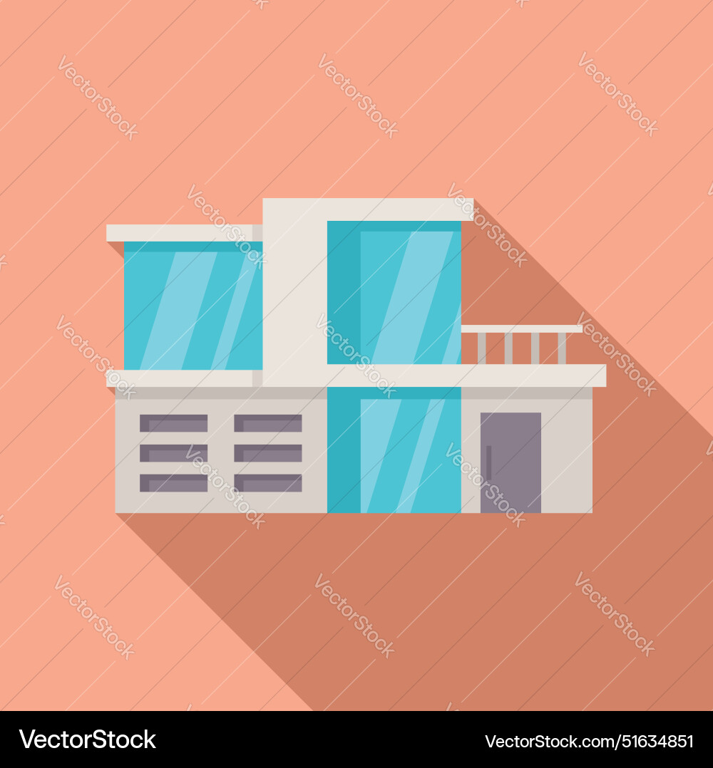 Modern house with balcony featuring large windows Vector Image