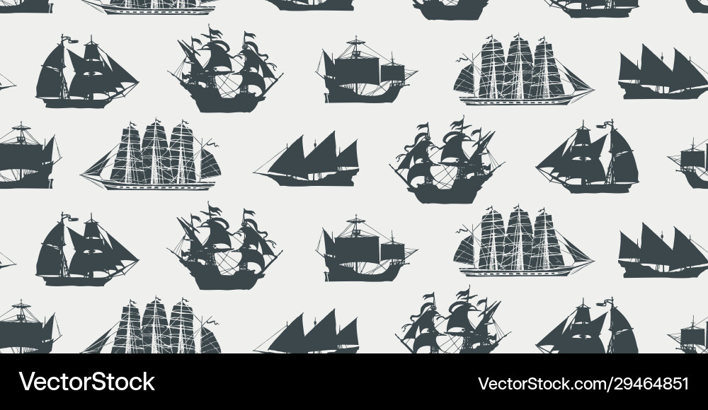 Nautical Sailing Ships Pattern Royalty Free Vector Image
