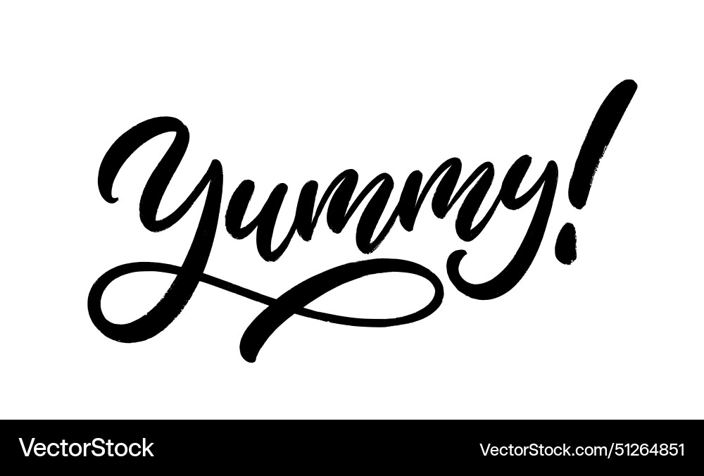 Yummy hand drawn calligraphic lettering Royalty Free Vector