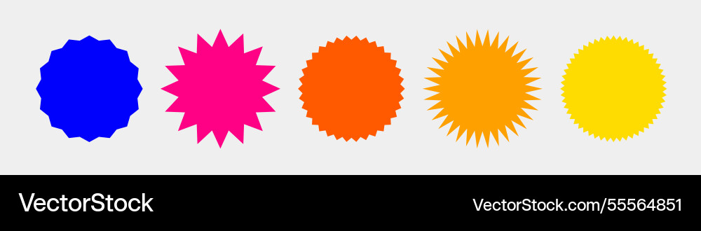 Zigzag edge round shapes collection Royalty Free Vector