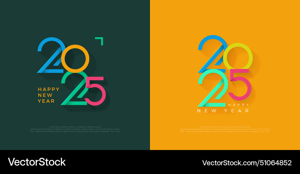 Classic retro happy new year 2025 with unique Vector Image