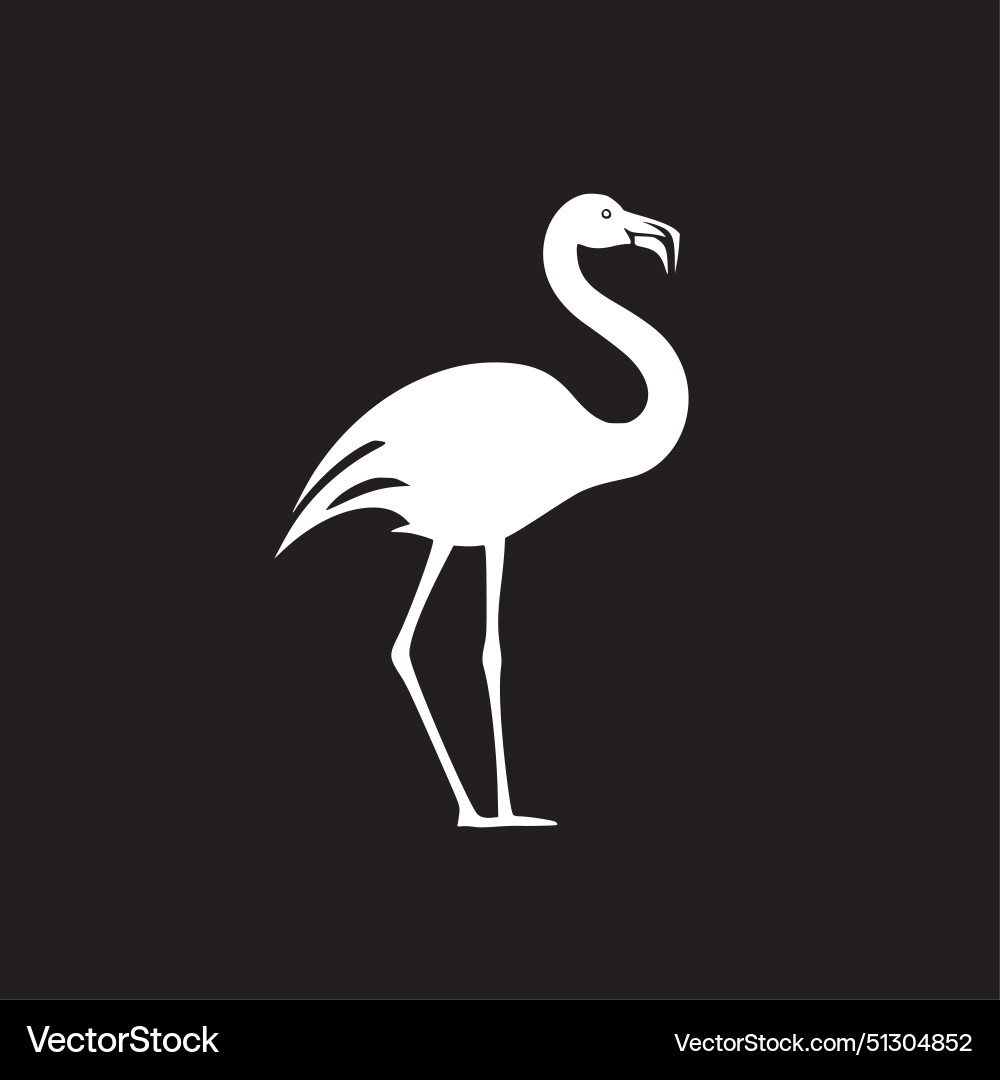 Flamingo - black and white isolated icon Vector Image
