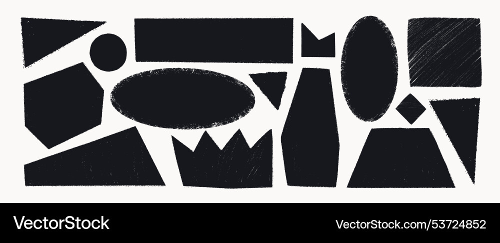 Grunge style various figures with ripped border Vector Image