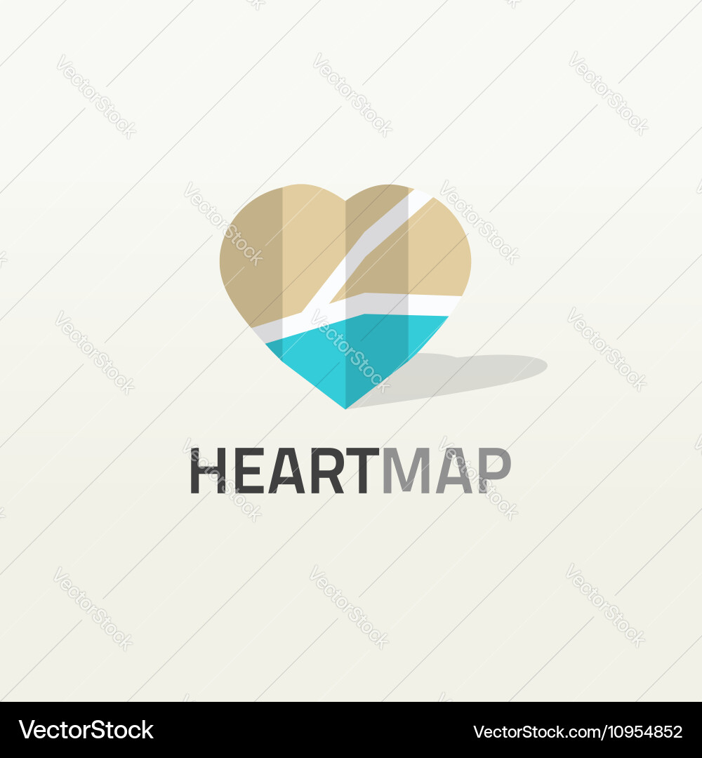 Heart shaped map logo city Royalty Free Vector Image