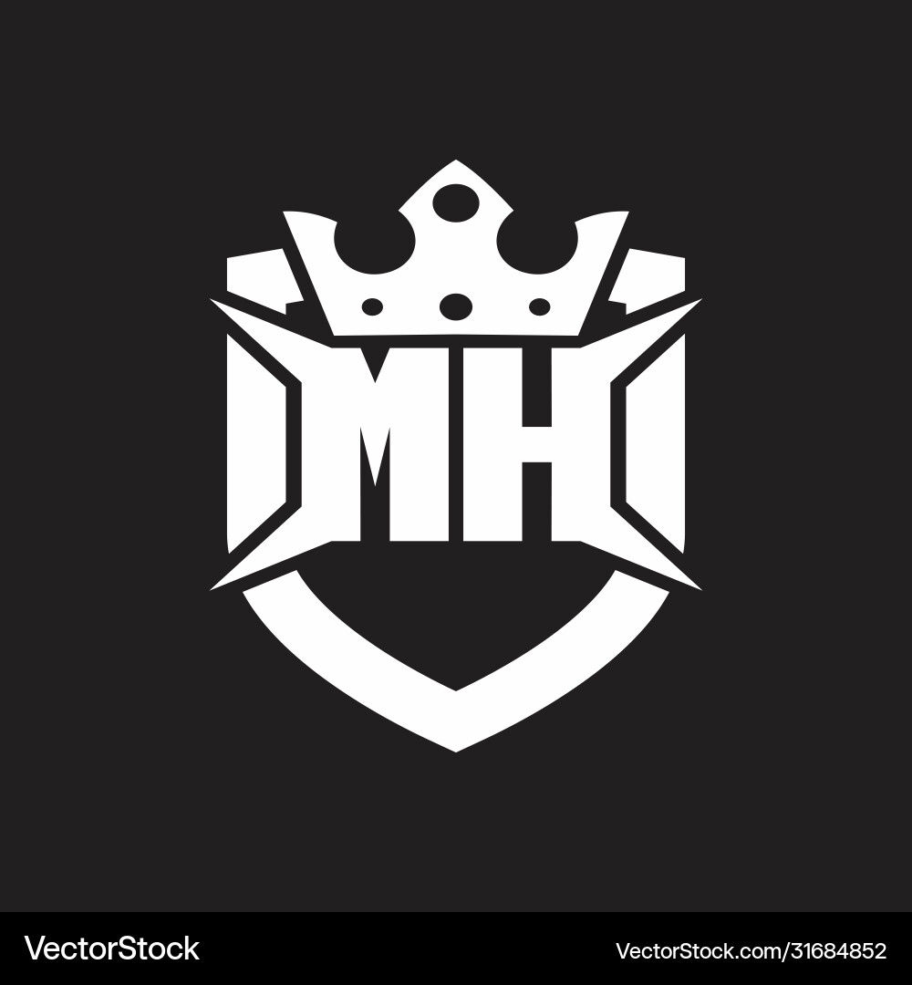 Mh logo monogram isolated with shield and crown Vector Image