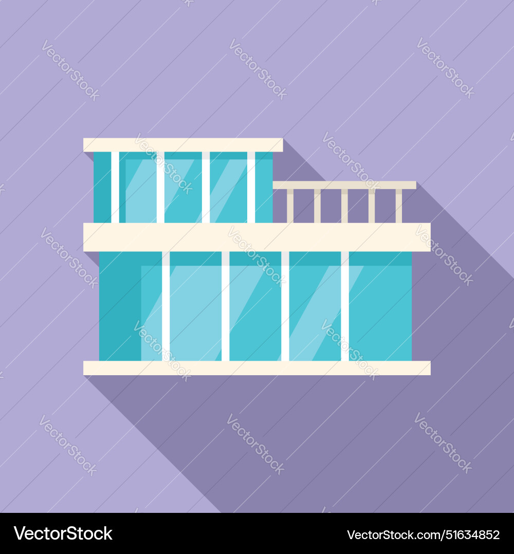 Modern building with balcony featuring glass Vector Image