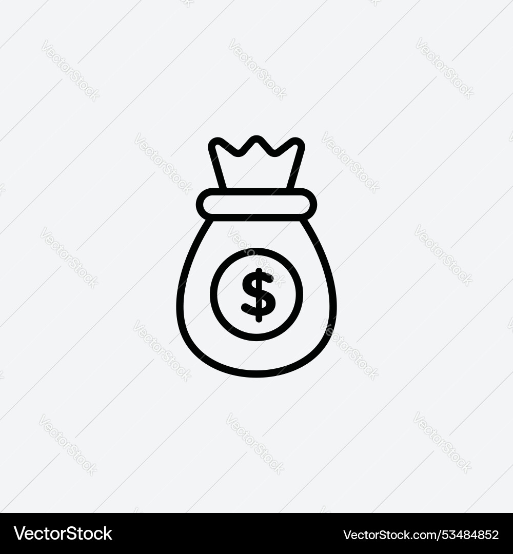 Money bagline in thin line black color flat Vector Image