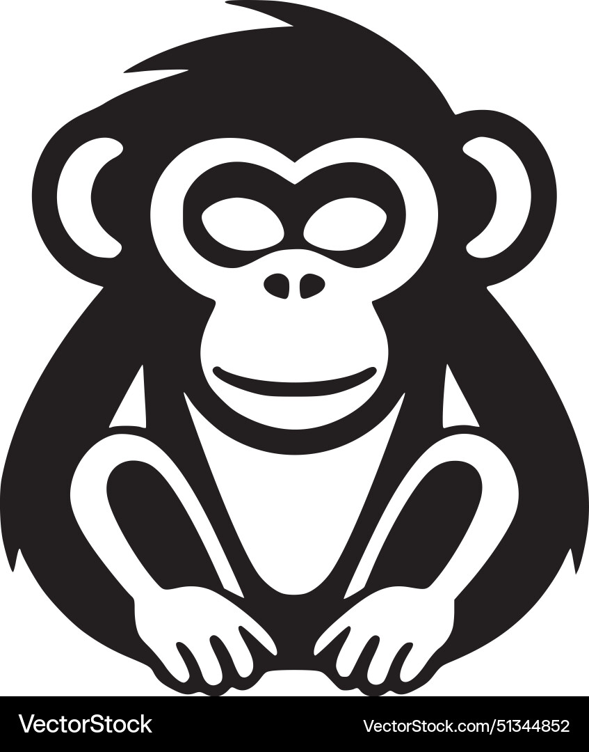 Monkey - black and white Royalty Free Vector Image