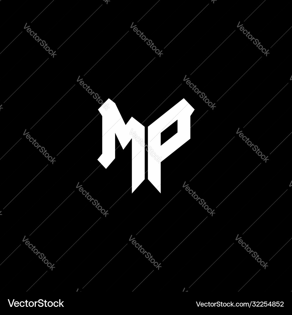 Mp logo monogram with shield shape design template