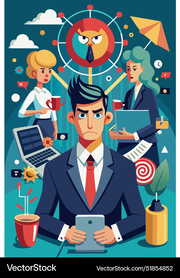 Multitasking mastery workplace focus triumph Vector Image