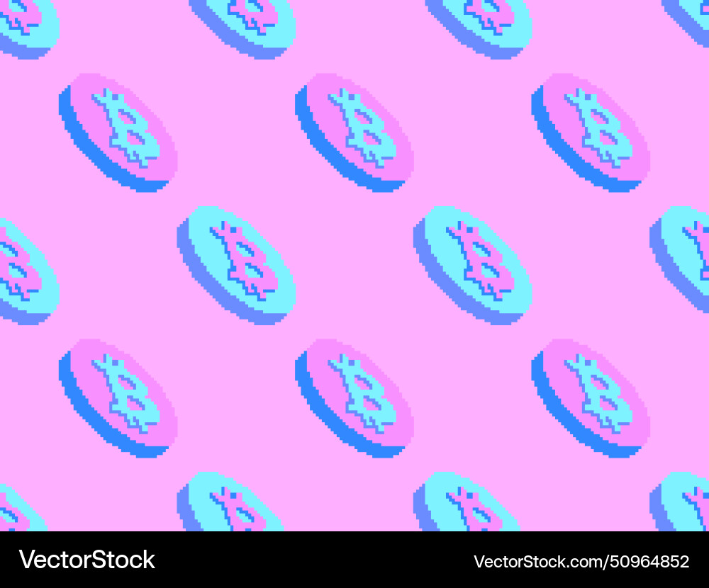 Seamless pattern with gold coins and bitcoin Vector Image