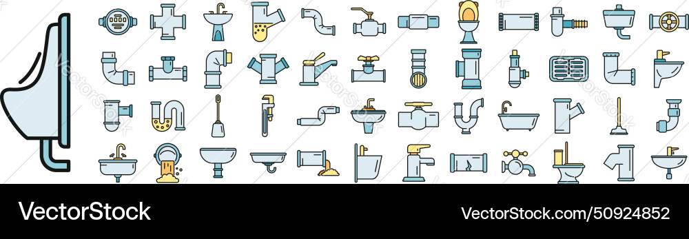 Sewerage icons set color line Royalty Free Vector Image