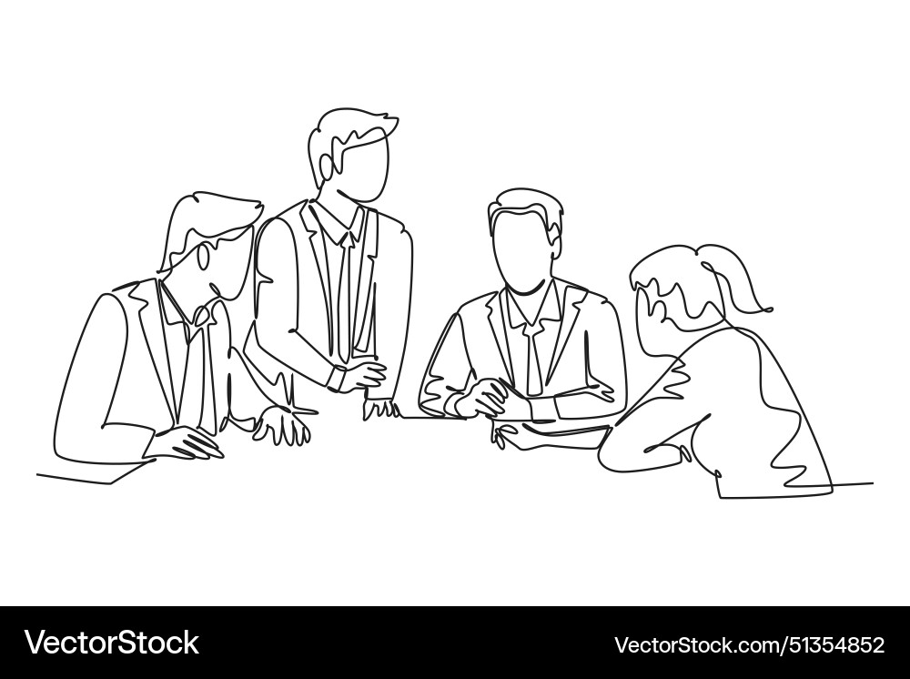 Single continuous line drawing of senior manager Vector Image