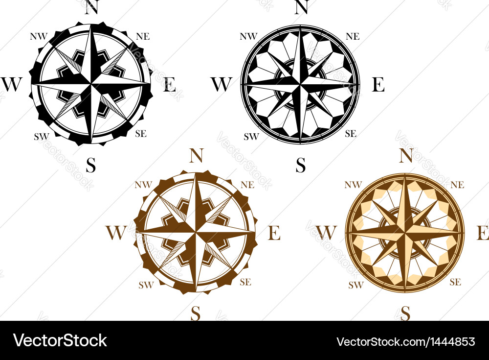 Antique Compass Collection Royalty Free Vector Image