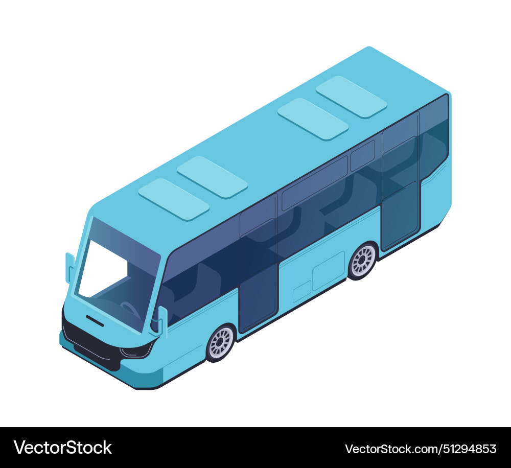 Blue bus on a white background depicting urban Vector Image