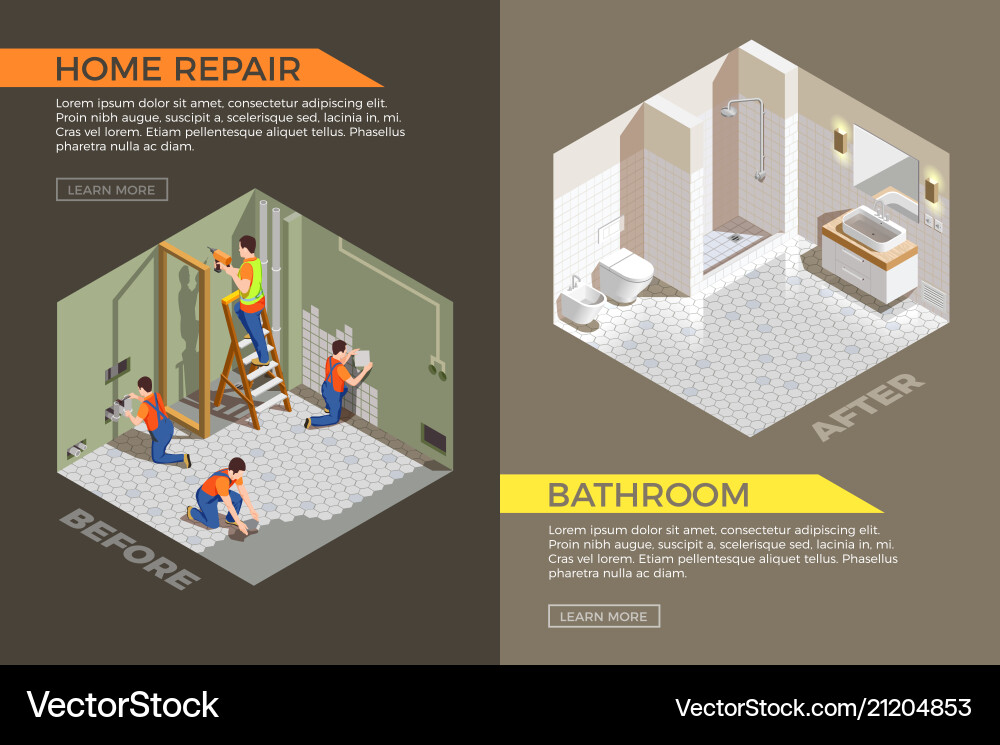 Builders repair isometric composition Royalty Free Vector