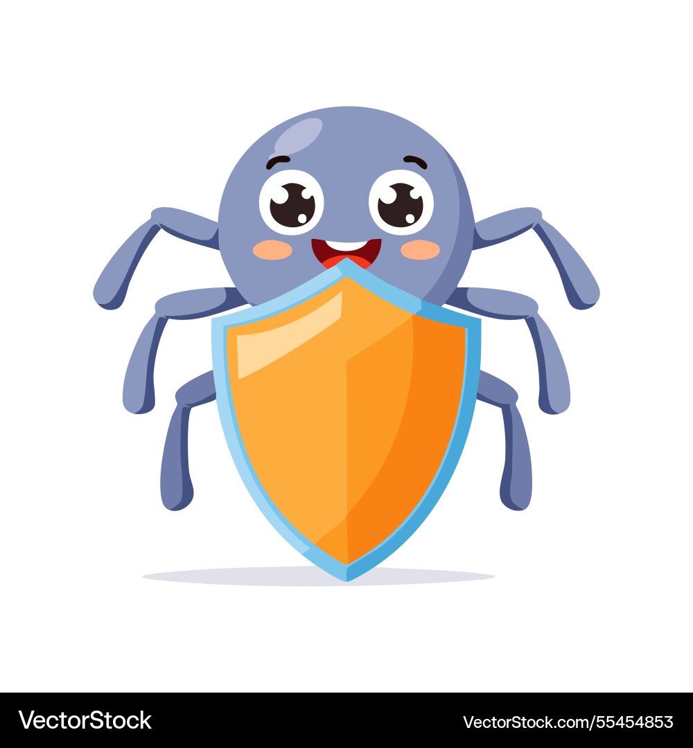 Cute spider with shield Royalty Free Vector Image