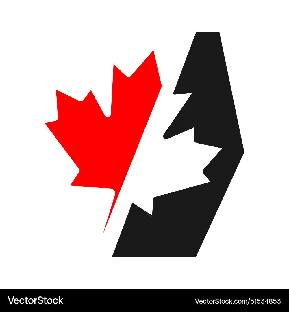 Dynamic maple leaf sport logo design Royalty Free Vector