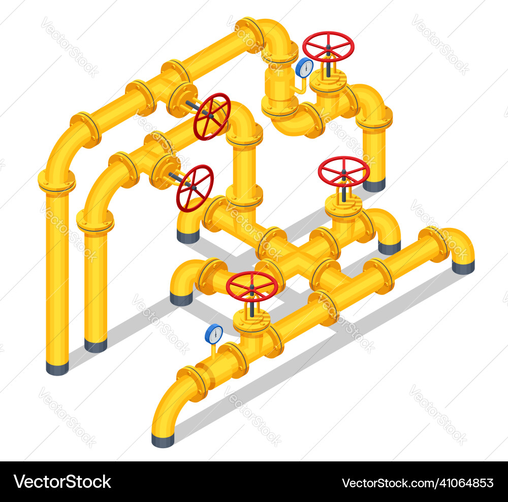 Isometric valves and piping communications stop Vector Image
