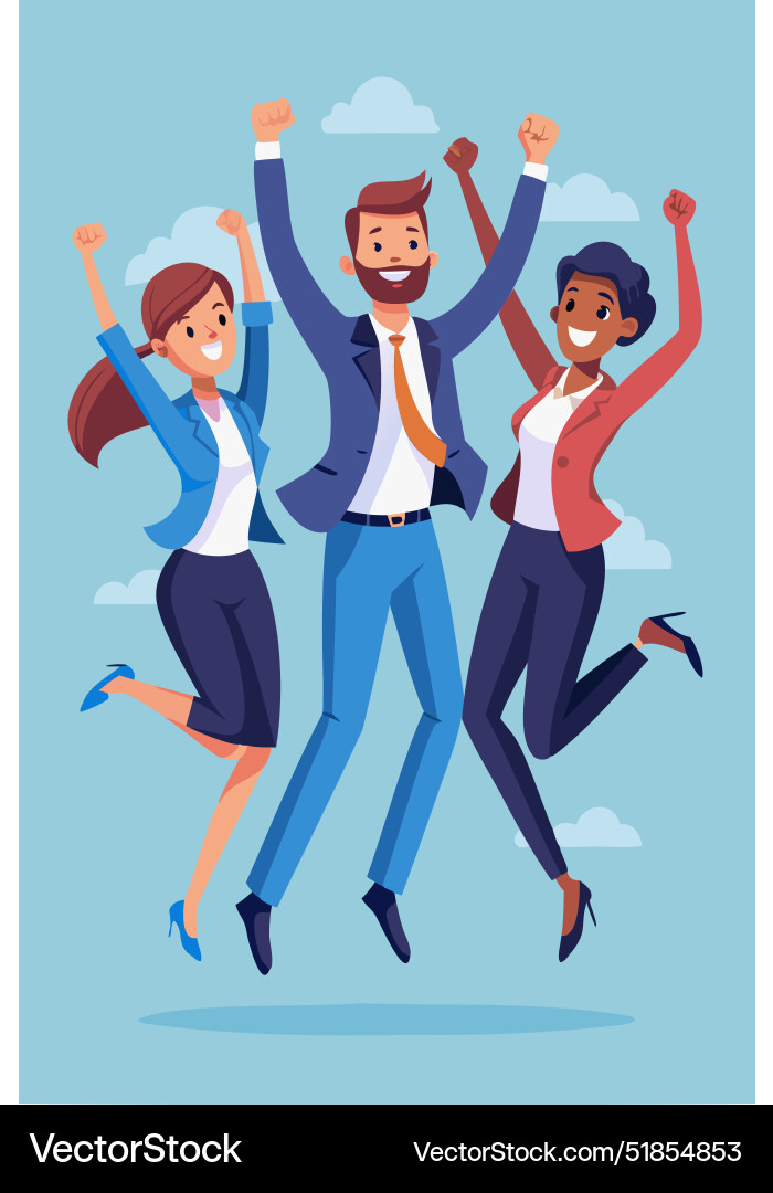 Joyful team success business celebration Vector Image