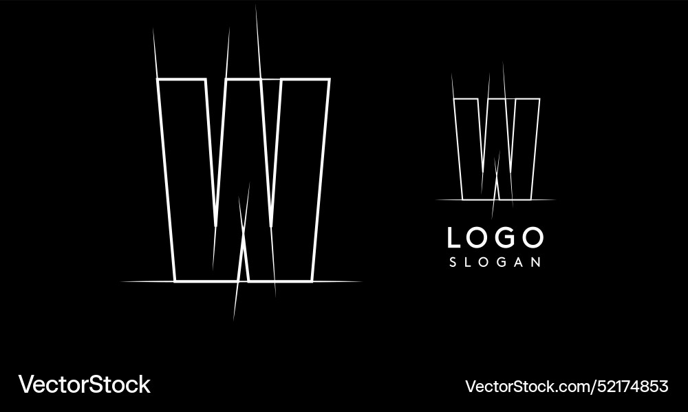 Letter w pencil drawn architectural blueprint Vector Image