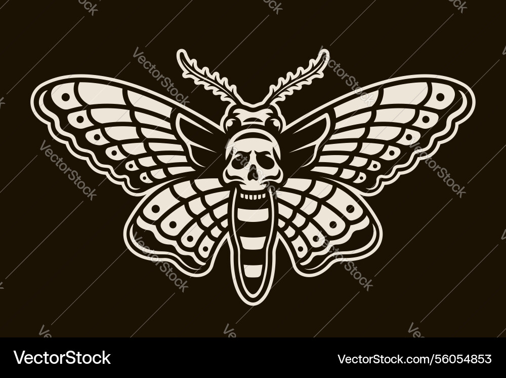 Moth tattoo style gothic Royalty Free Vector Image
