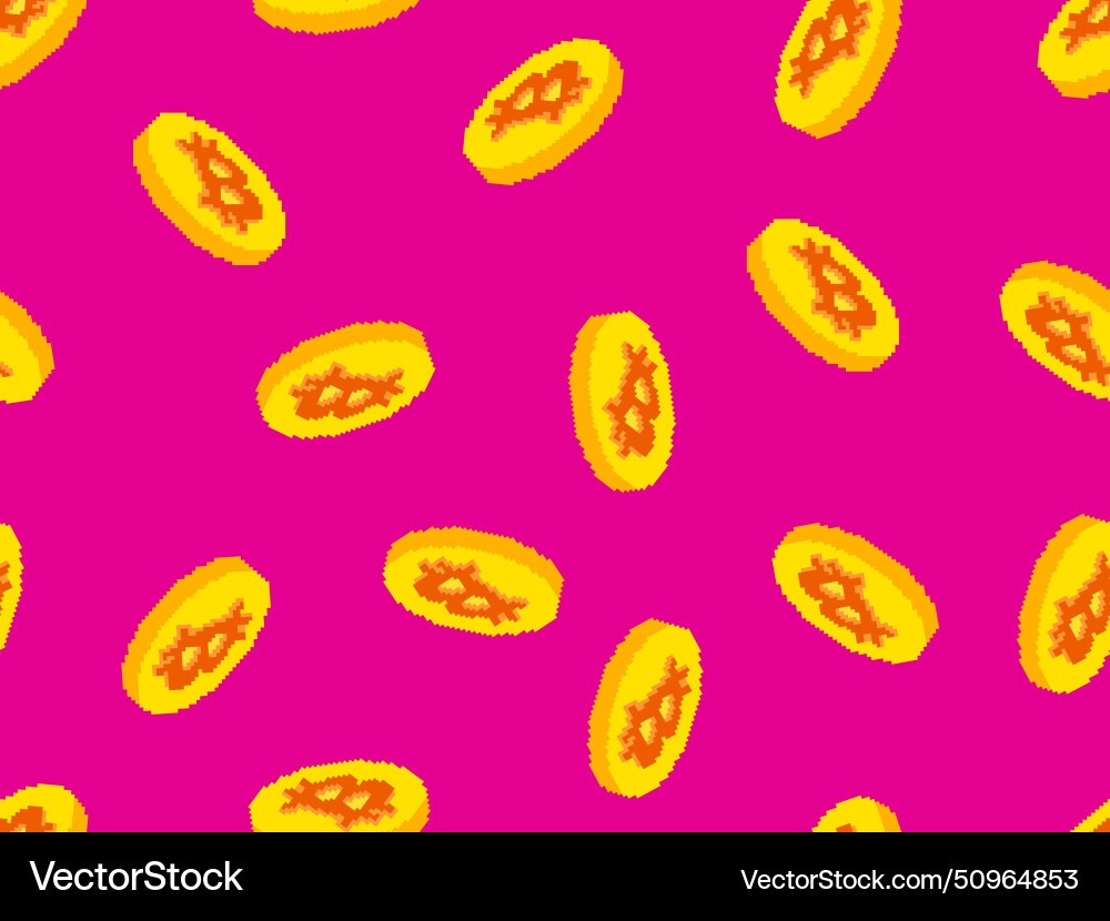 Seamless pattern with gold coins and bitcoin Vector Image