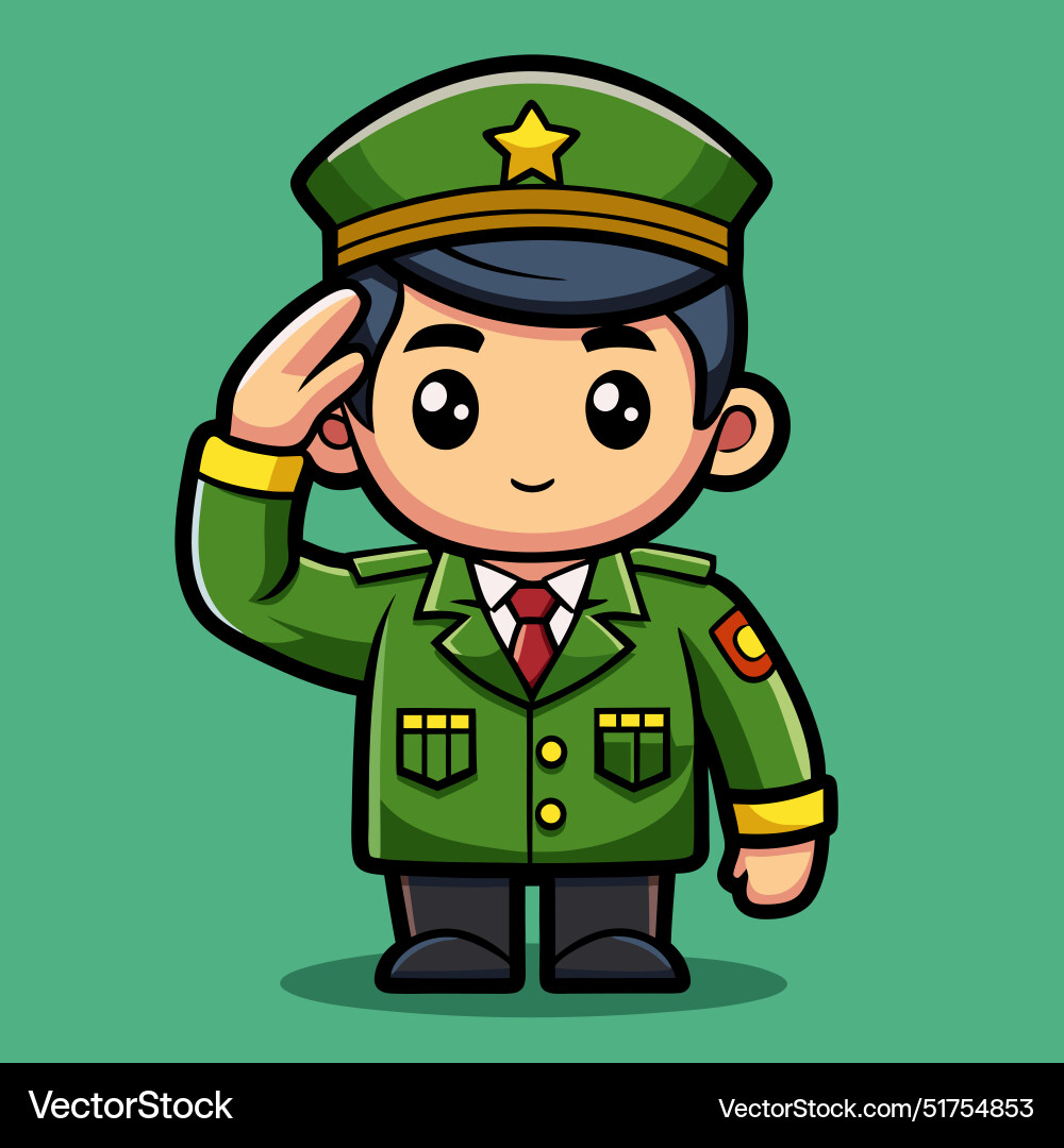 Soldier salute cartoon icon Royalty Free Vector Image