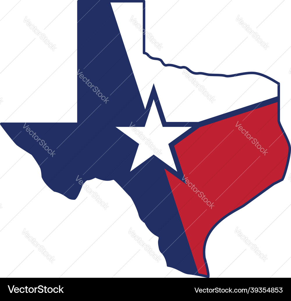 Texas tx state flag map Royalty Free Vector Image