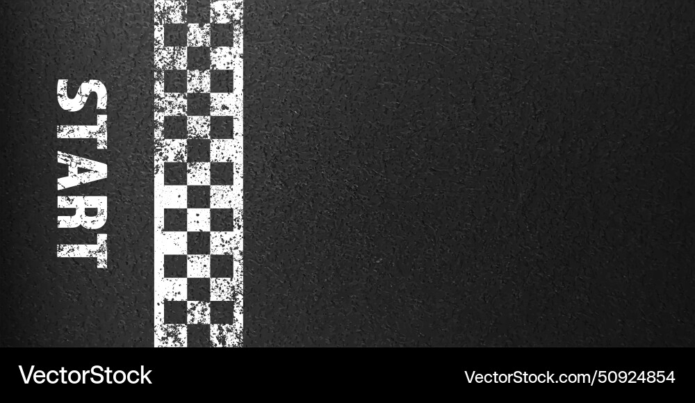 Asphalt road with white start line marking Vector Image
