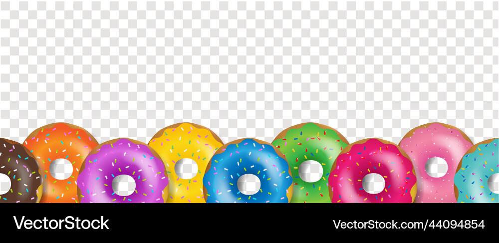 Bright donuts border isolated with transparent Vector Image