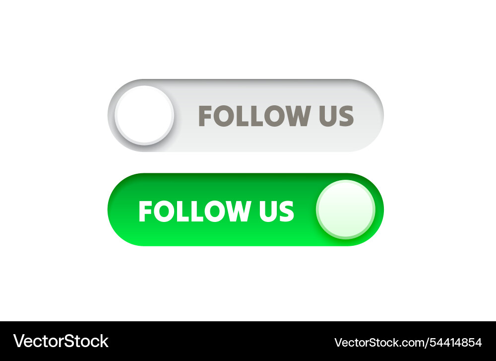 Button follow us off on click web switch Vector Image