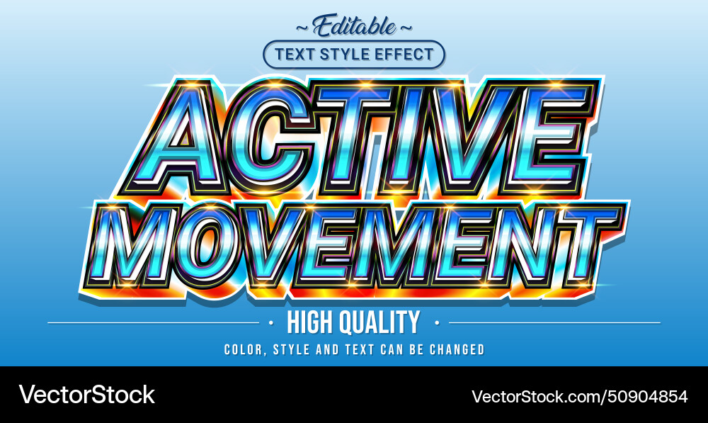 Editable text style effect - active movement Vector Image
