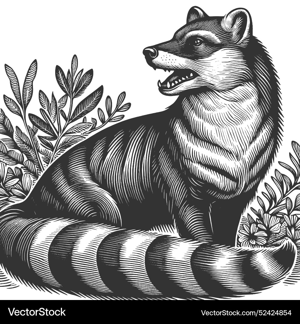 Fictional extinct animal engraving Royalty Free Vector Image