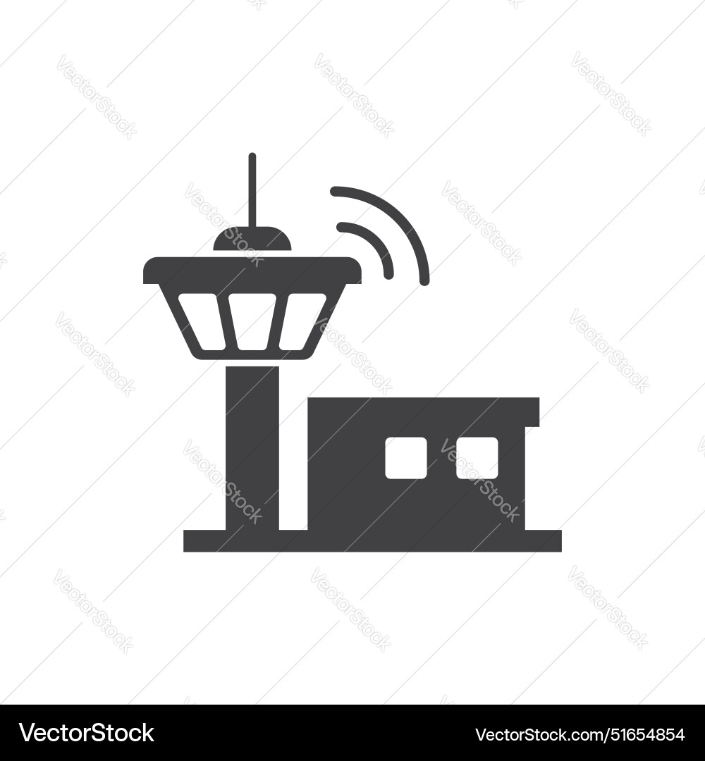 Flight control tower icon in flat style Royalty Free Vector