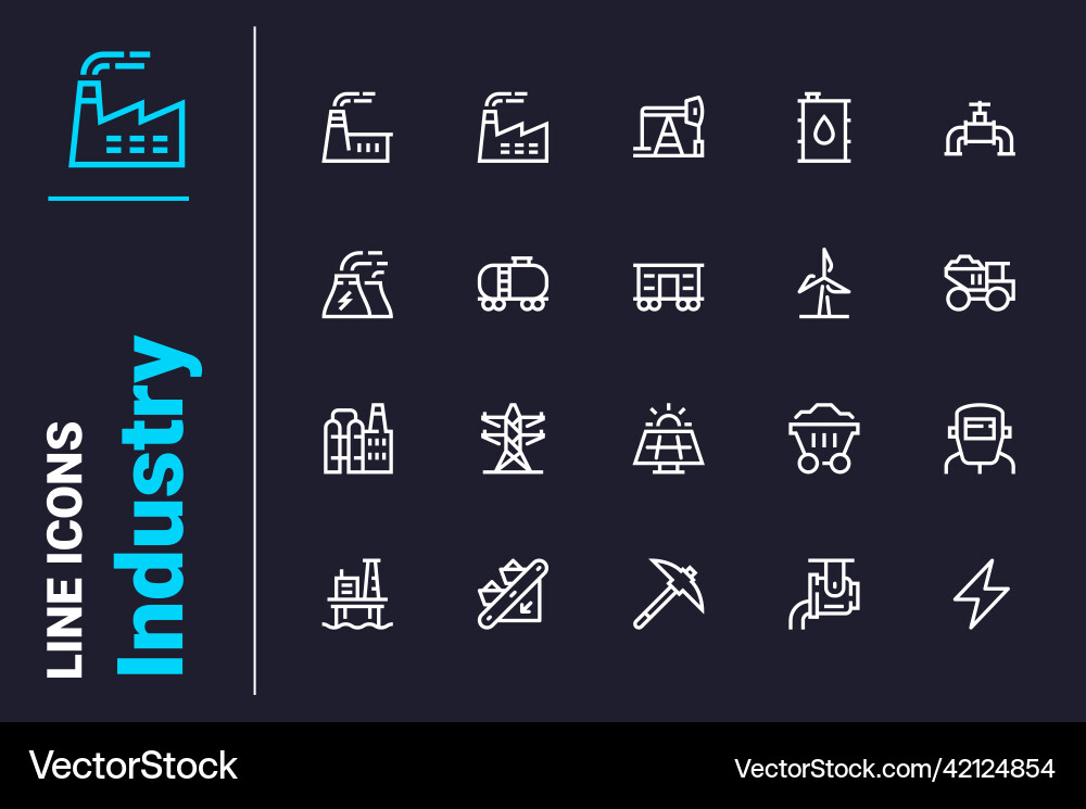 Industrial buildings icons set Royalty Free Vector Image