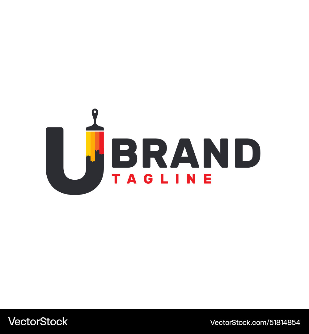 Letter u logo with paint brush - alphabet Vector Image