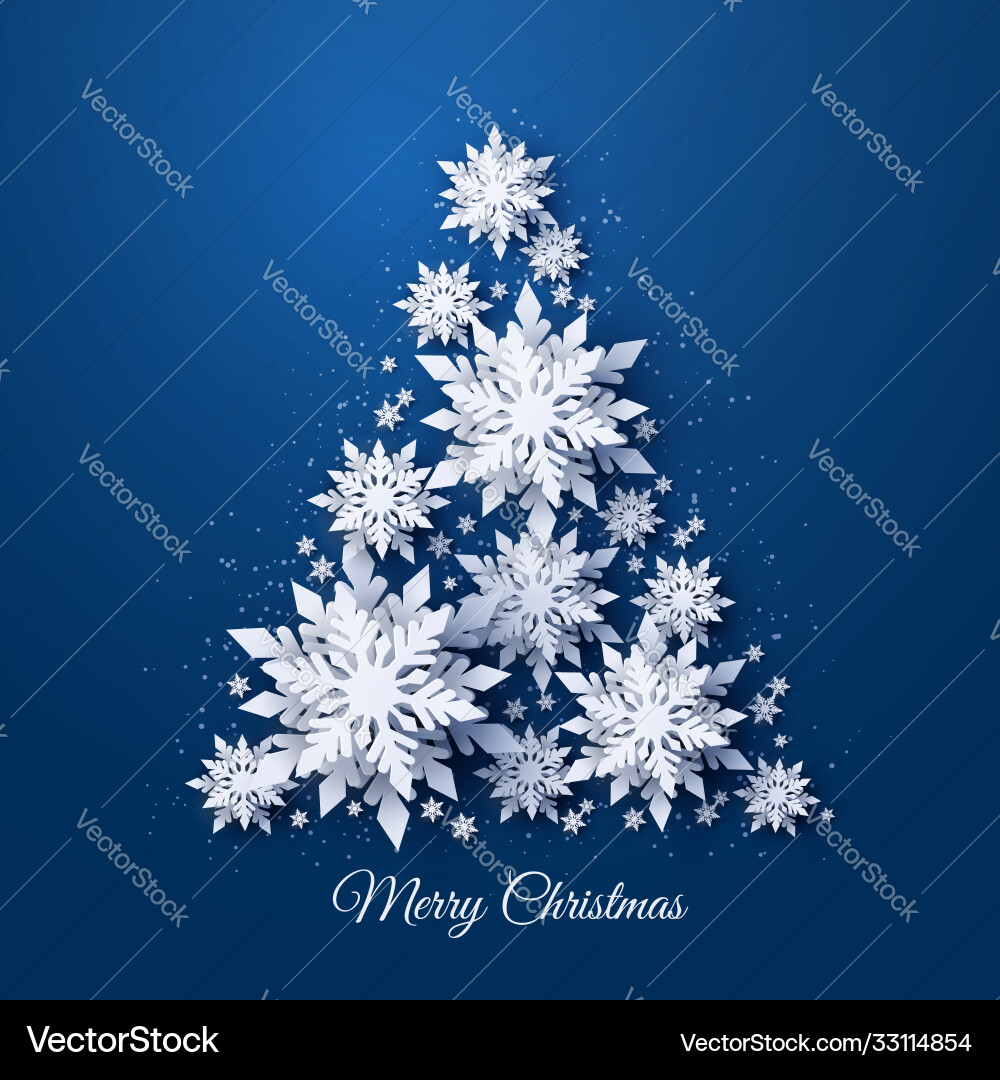 Paper Snowflake Christmas Tree Royalty Free Vector Image