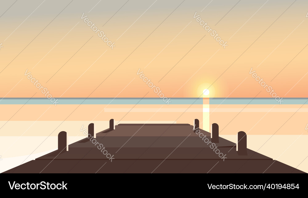 Sea pier at sunset Royalty Free Vector Image - VectorStock
