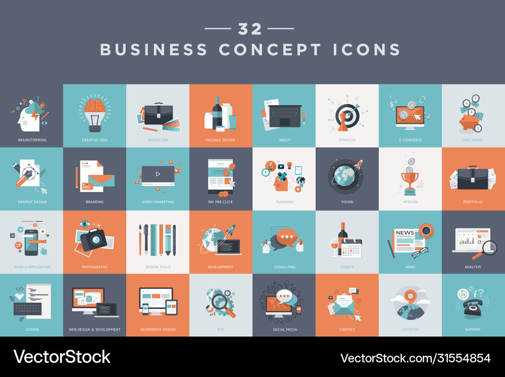 Set flat design concept icons Royalty Free Vector Image