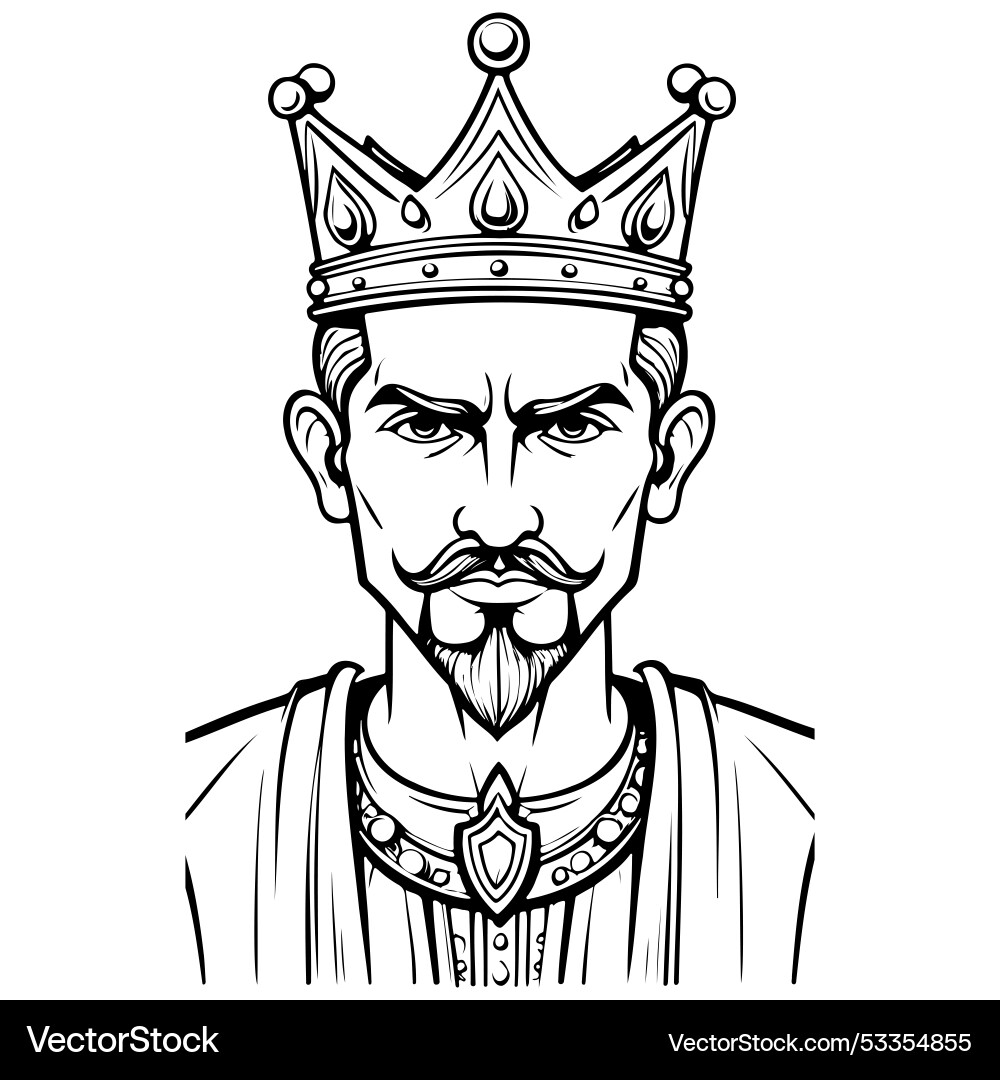Cartoon king crown black hand drawn line Vector Image