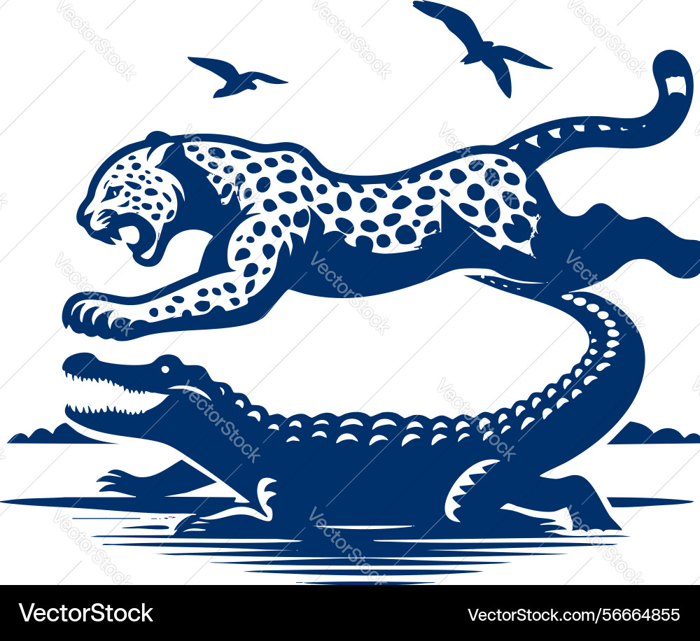 Cheetah vs alligator a thrilling wildlife Vector Image