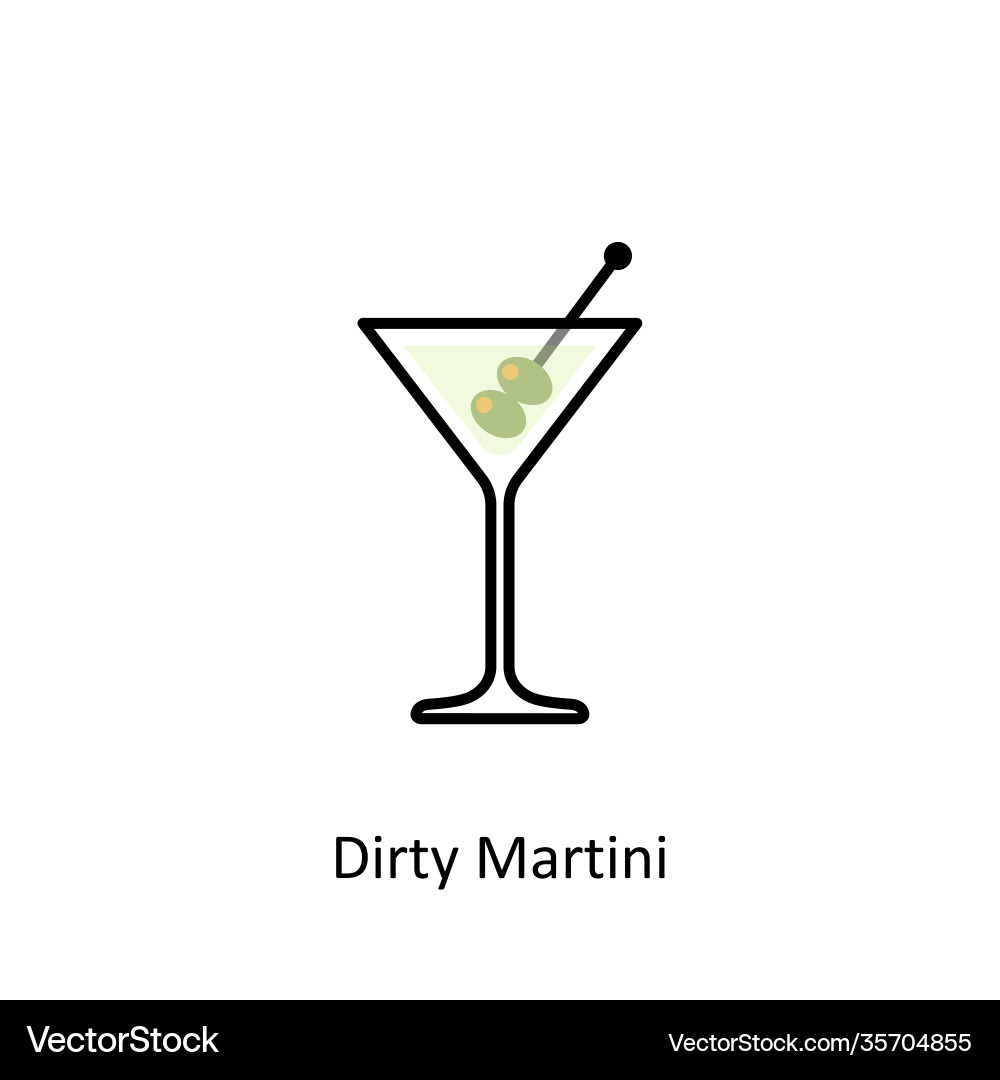 Dirty martini cocktail icon in flat style Vector Image