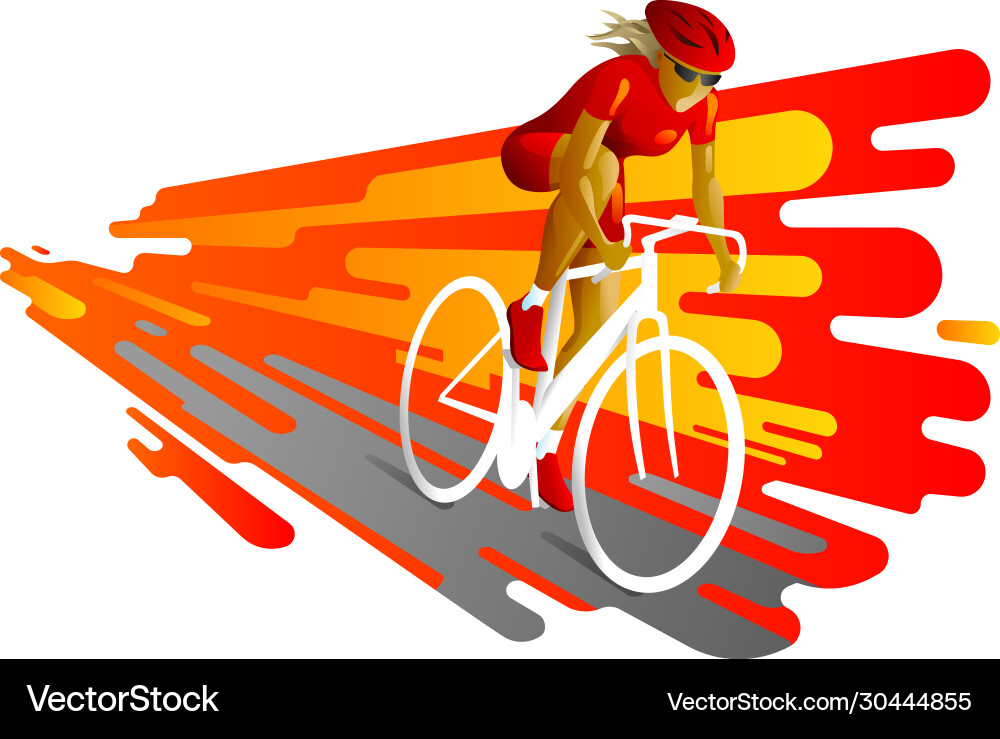Female athlete riding a bicycle Royalty Free Vector Image