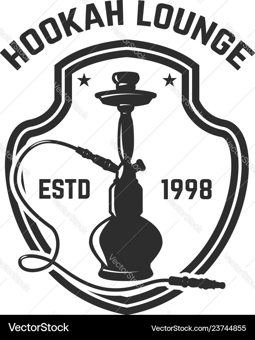Hookah shop emblem template with design Royalty Free Vector