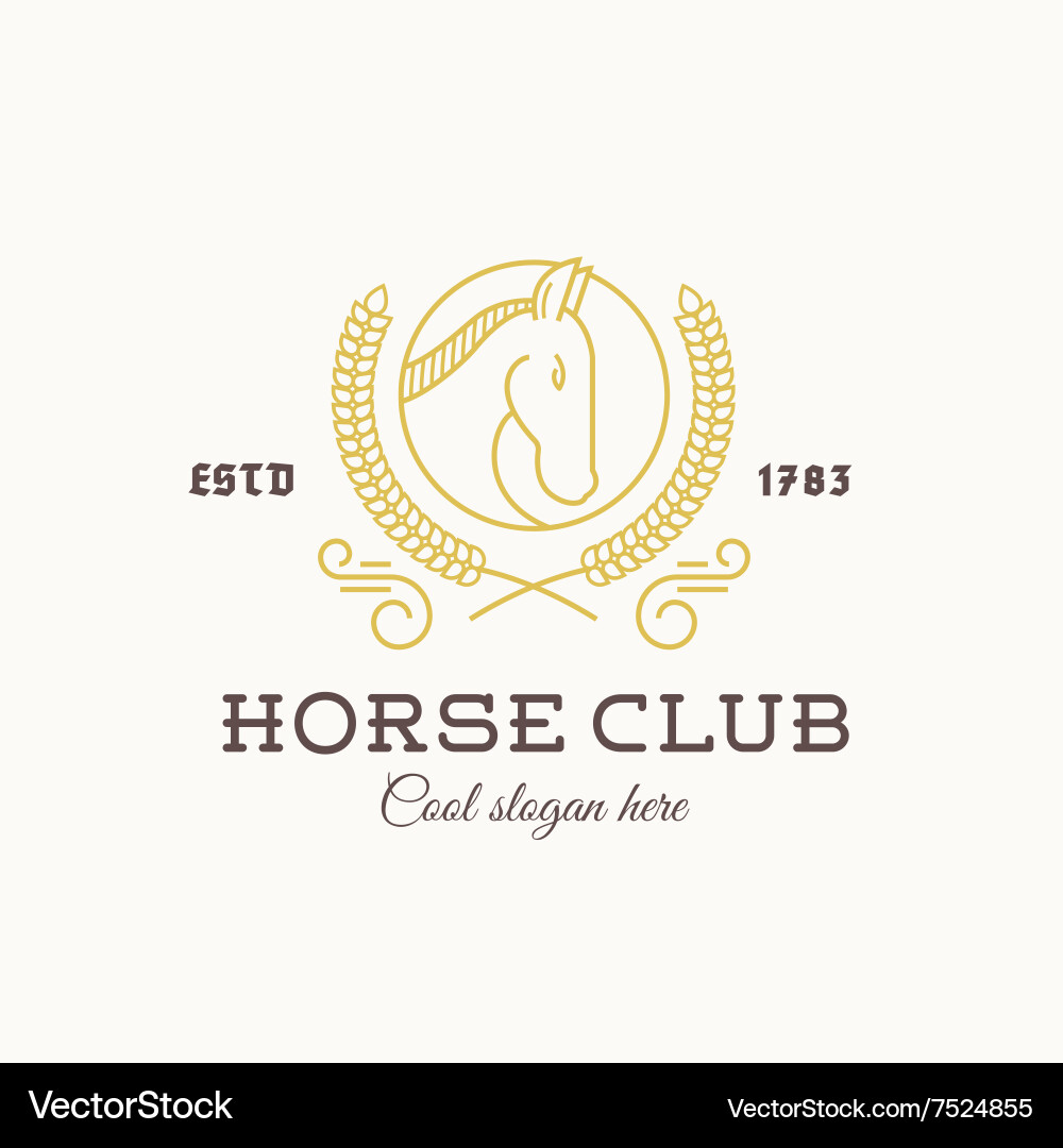 Horse club abstract logo template line Royalty Free Vector