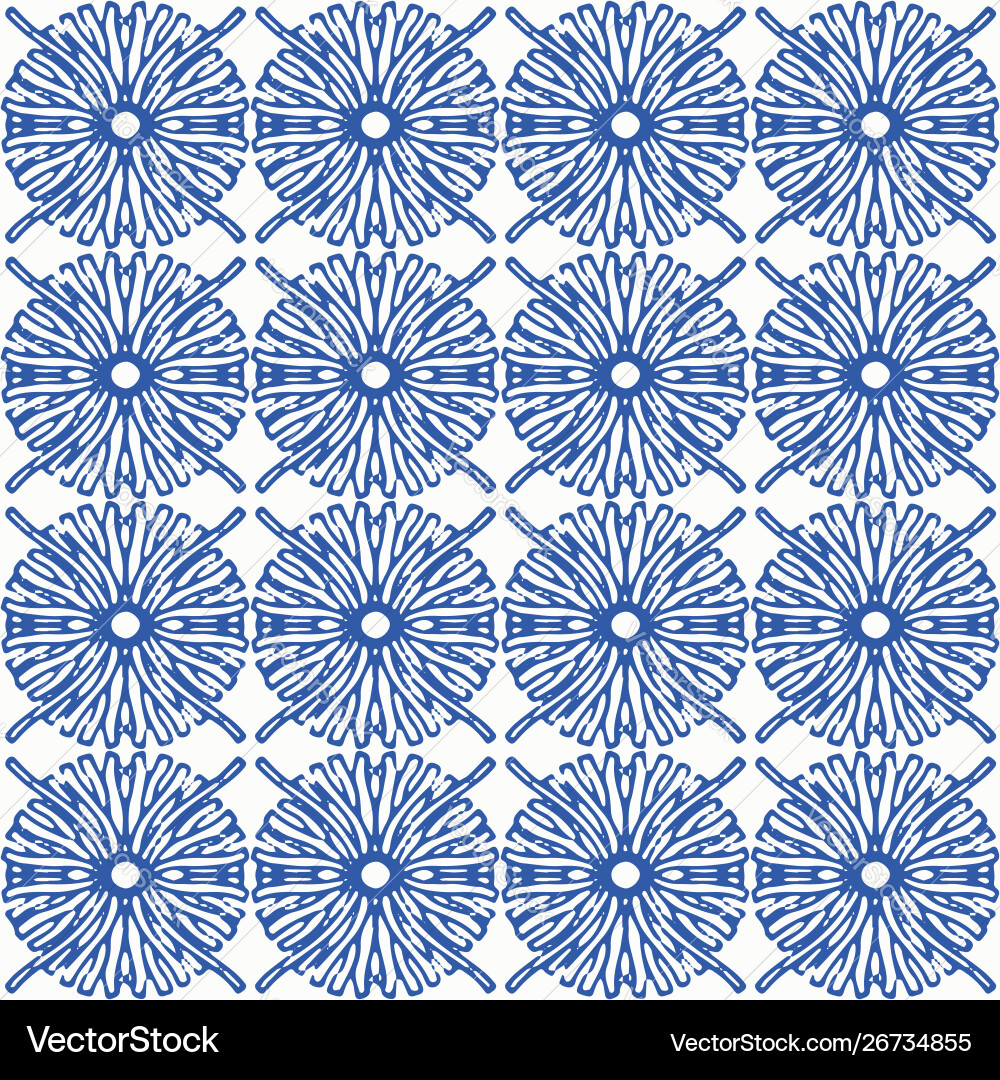 Indigo blue hand drawn seamless pattern Royalty Free Vector