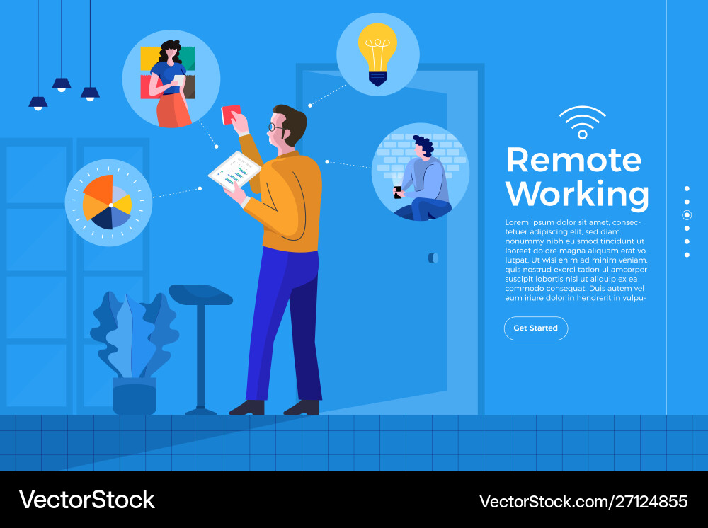 Remote office working Royalty Free Vector Image